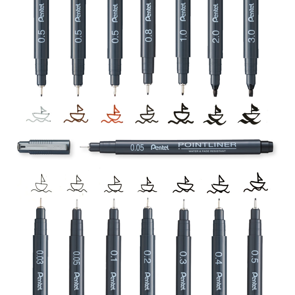 Линер Pentel PointLiner S20P черный 0,03мм - 199 руб.