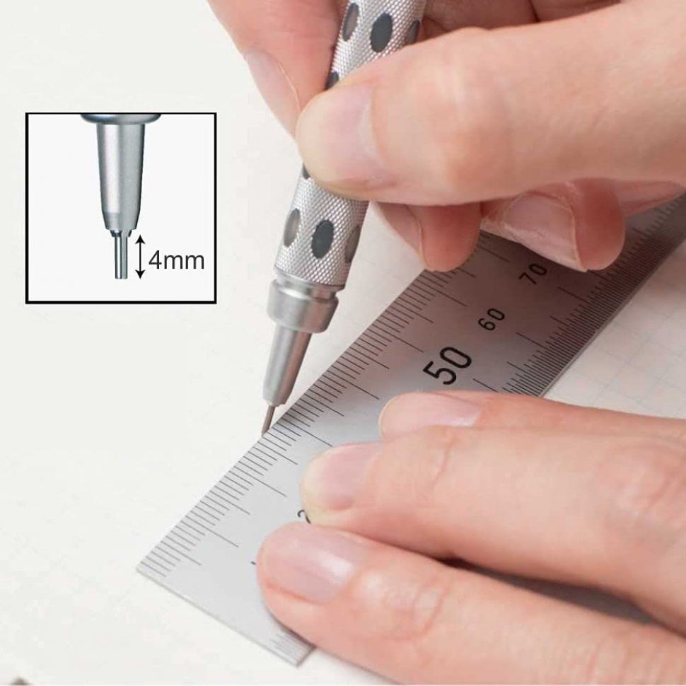 Карандаш механический Pentel GraphGear 1000 серебряный корпус 0,5мм - 1 ...